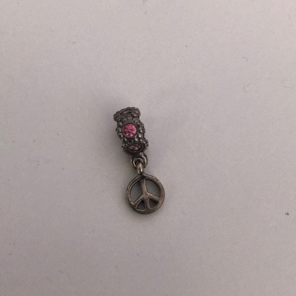 Pandora | Jewelry | Peace Sign And Pink Jewel Pandora Charm | Poshmark